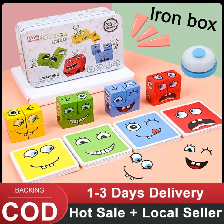 72pc Wooden Face-Changing educational Magic toy Expression Puzzle ...