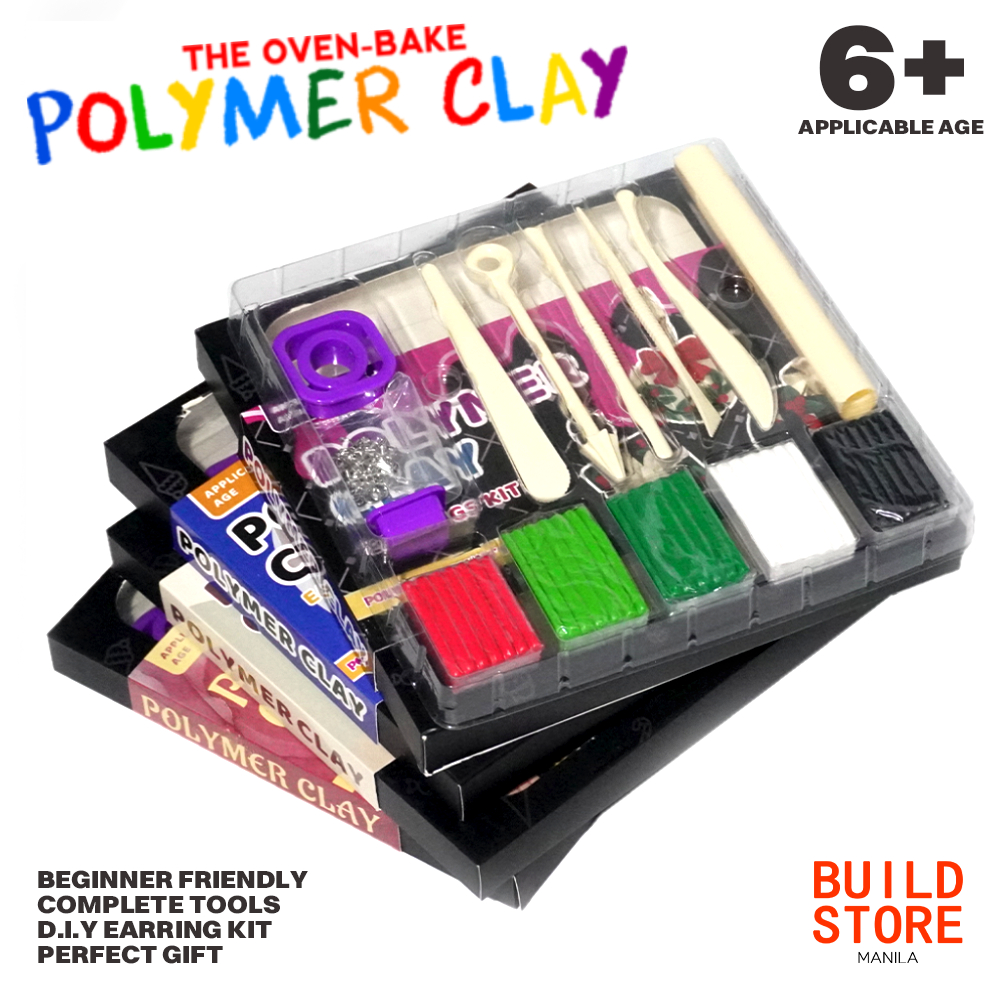 [ SET ] Polymer Clay Earrings Kit with Blocks Cutters Tools and ...