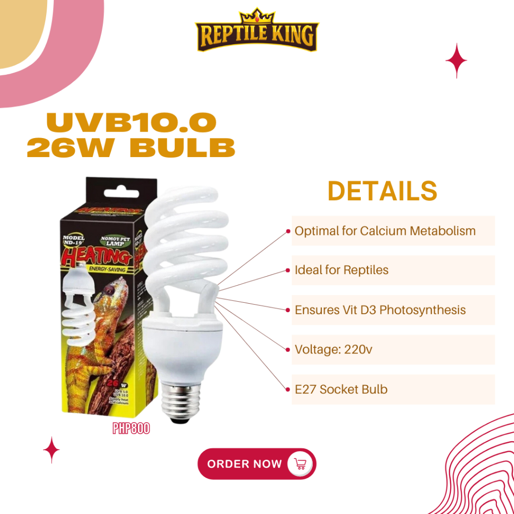 Reptile UVB Compact Energy Saving Fluorescent Lamp 26W UVB10.0 CFL UVB ...