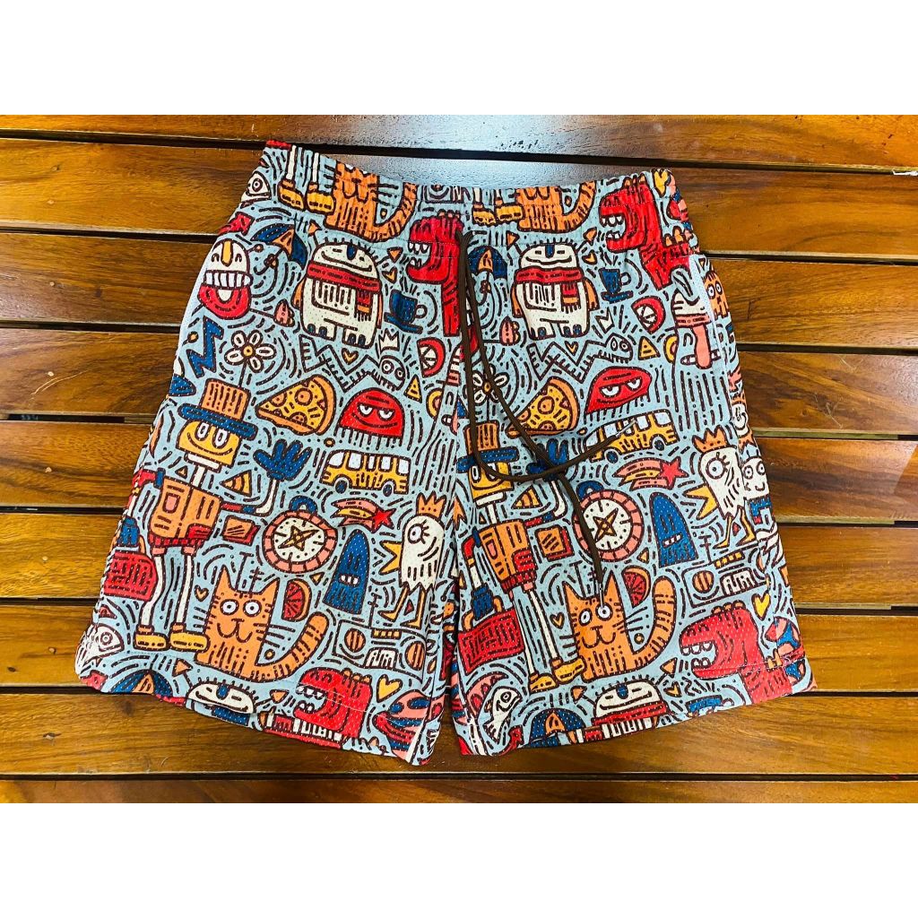 MESH SHORTS DOODLES DESIGN / Unisex / Highwaist / Above the knee / Full ...