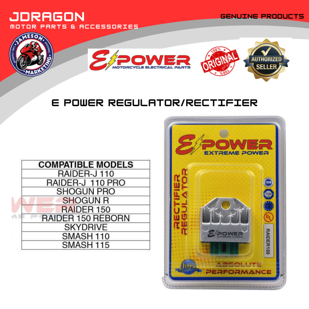 E POWER RECTIFIER/REGULATOR (RAIDER 150, SMASH 110, SMASH 115, SHOGUN ...