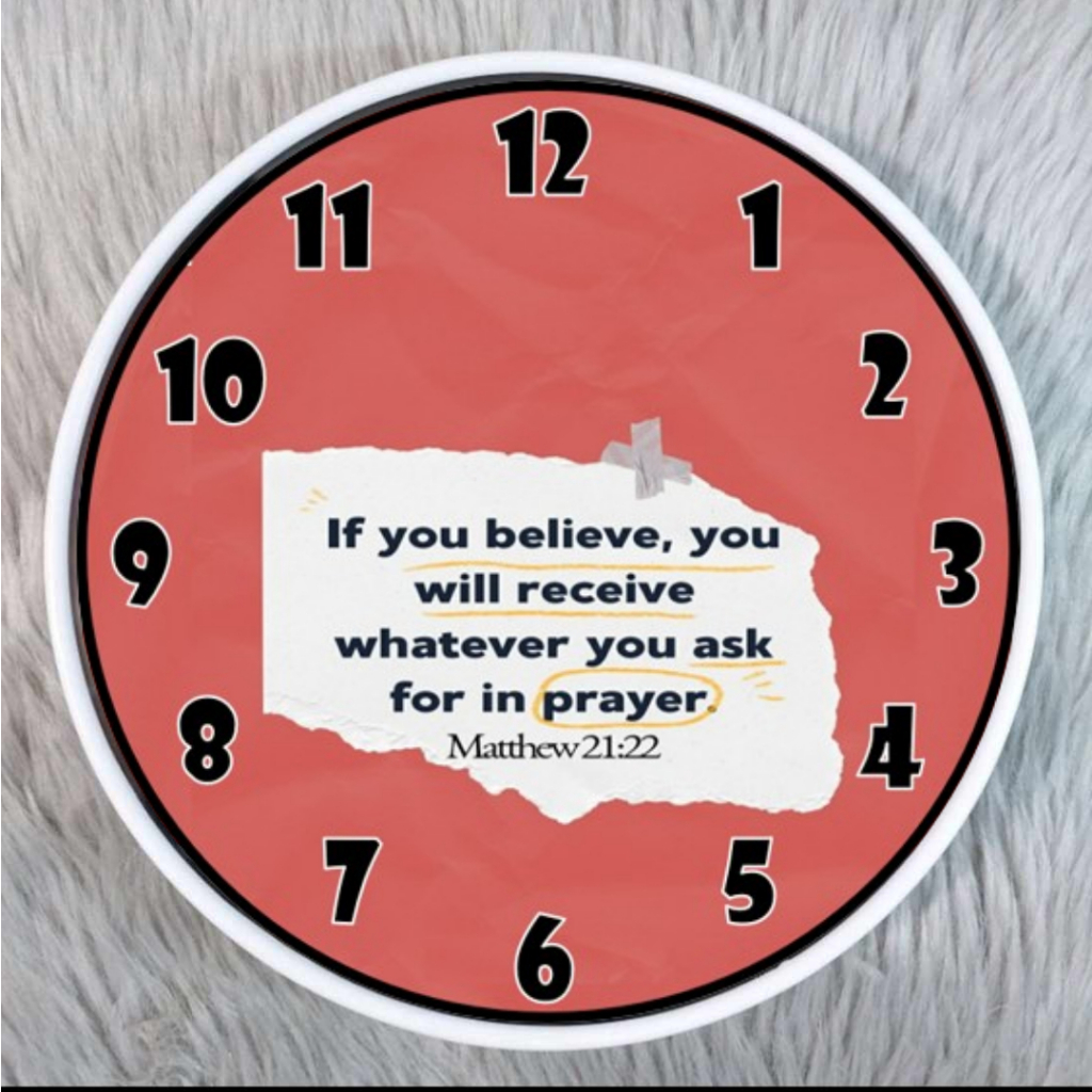 Bible Verse Wall Clock (8x8 INCHES) with free keychain & stickers ...