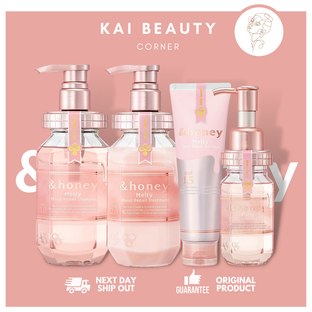 &honey Melty Moist Repair Shampoo 440ml | Treatment 450g | Hair Oil 100ml by kaibeautycorner ...