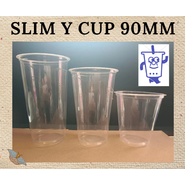 [100pcs] Plastic PP Slim Y Cup with Lids SET (12oz, 16oz, 20oz) 90mm ...