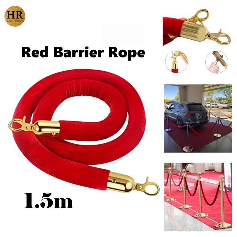 1.5M Red Queue Barrier Stand Posts Rope Red Barrier Rope Crowd Control ...