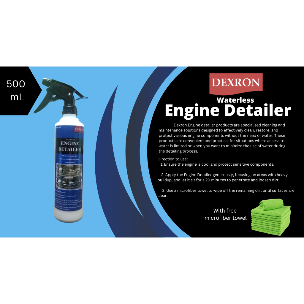 DEXRON WATERLESS ENGINE DETAILER 500 ML WITH FREE MICROFIBER TOWEL ...