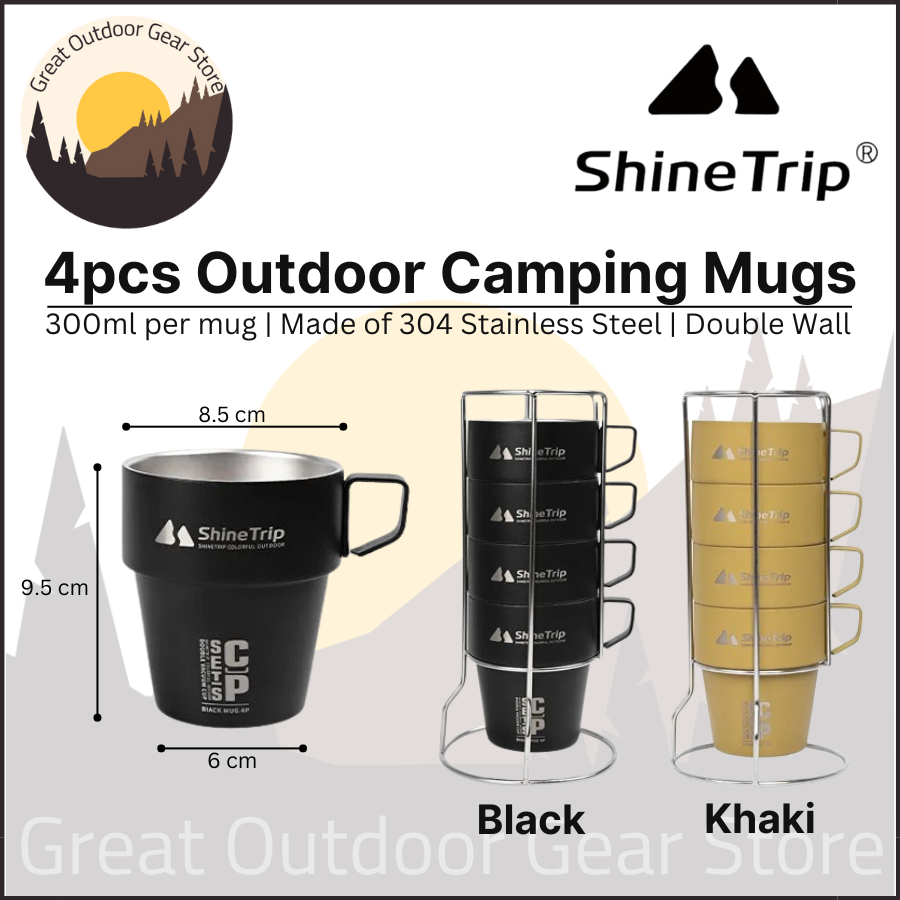 ShineTrip 4pcs Camping Cups 304 Stainless Steel Stackable Cup Mug Set ...
