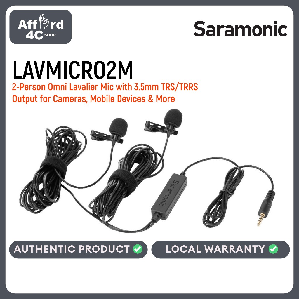 Saramonic LavMicro2M 2-Person Omni Lavalier Mic with 3.5mm TRS/TRRS ...