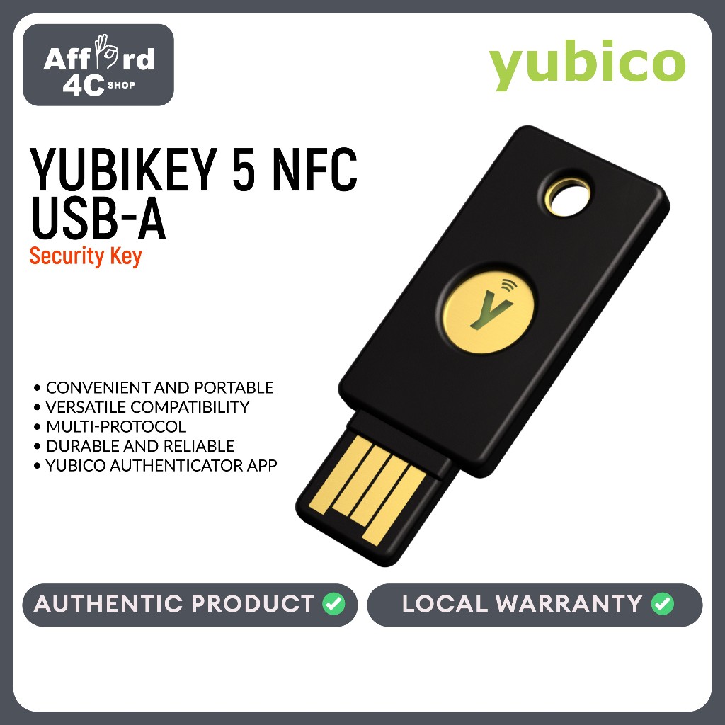 Yubico Yubikey 5 Nfc Security Key U2f Fido2 Usb A Ports Dual Verification Heavy Duty