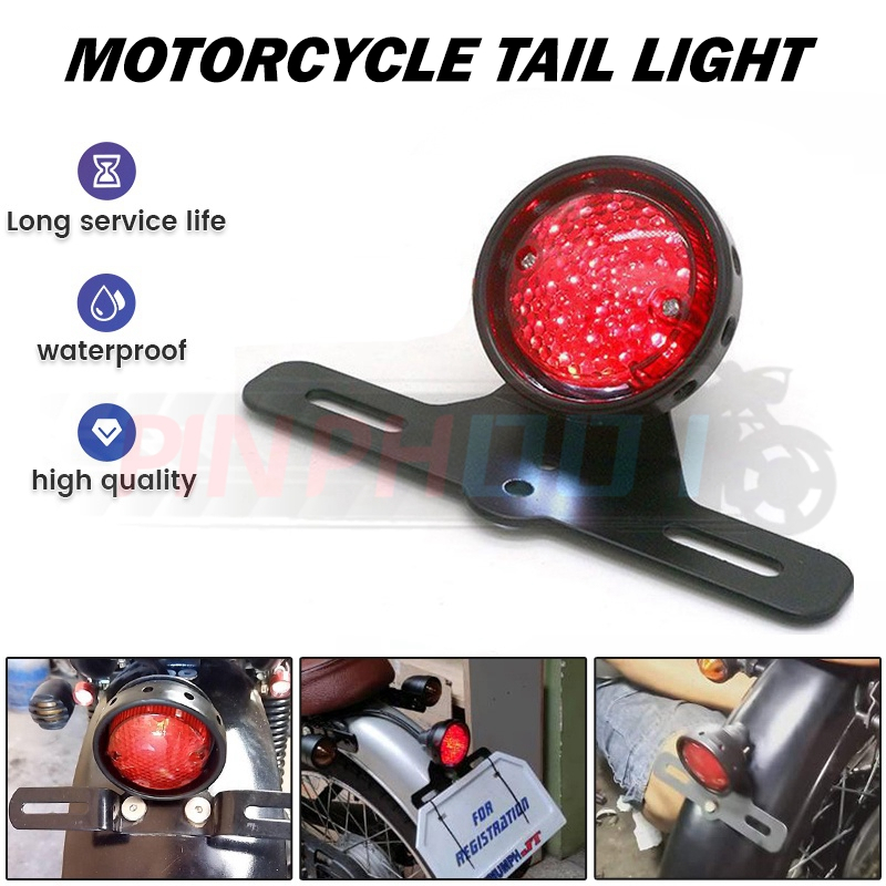 Motorcycle Tail Light Retro Motorcycle Stop Light Brake Lights Red Cafe Racer Tail Lights ...