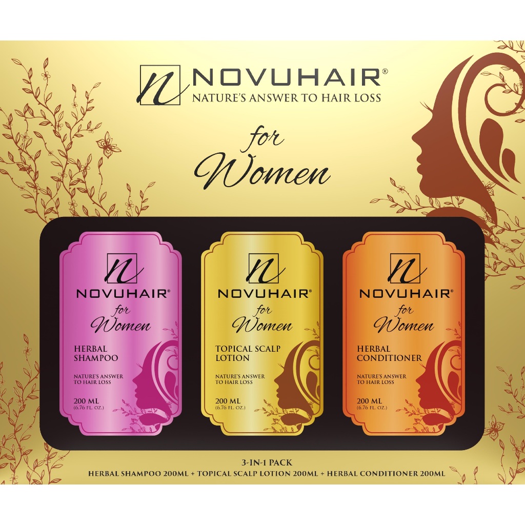 Novuhair 3in1 Pack for Women - Topical Scalp Lotion, Shampoo ...