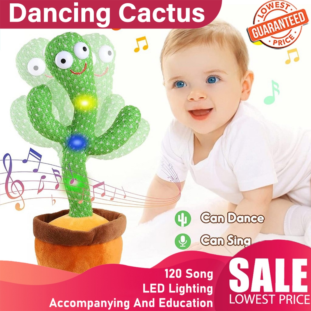 Dancing Cactus Plush Toys 120 songs Learning To Speak Recording LED ...