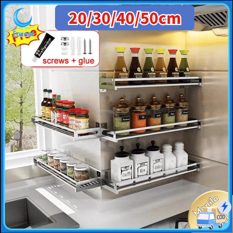 Stainless Steel Kitchen Shelf Condiment Organizer Rack Hanging Spice ...