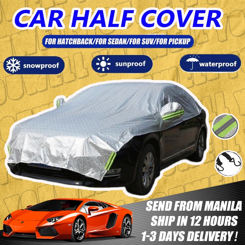 Half Car Cover Universal Sun UV Rain Dust Resistant Protection For ...