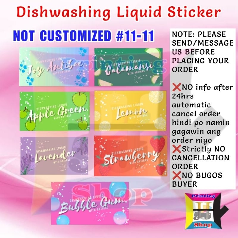 Dishwashing Liquid Sticker NOT CUS#11-11 WATERPROOF | Shopee Philippines