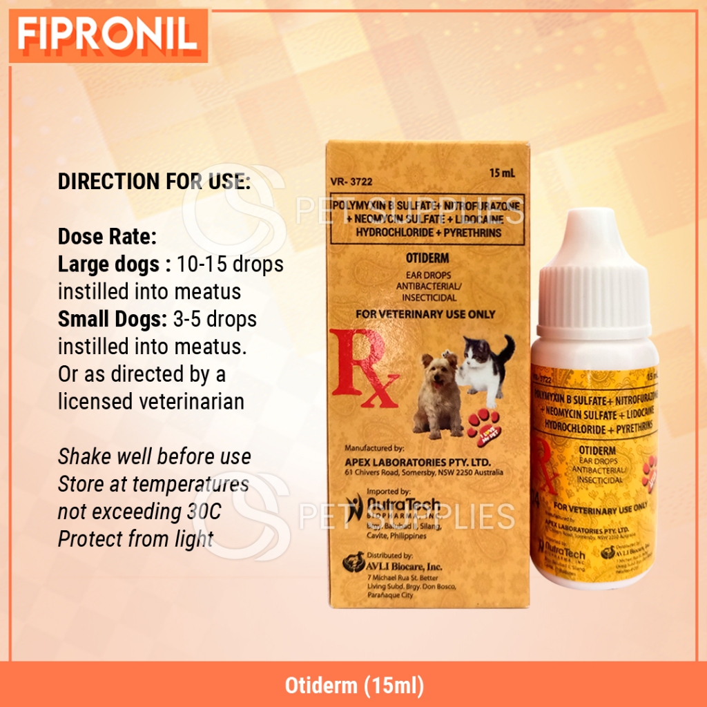 FIPRO-Otiderm Ear Drops Antibacterial and Insecticidal For Dogs and ...