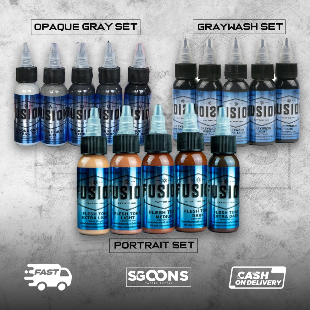Fusion Tattoo Portrait Set Opaque Gray Gray Wash Flesh Tone Ink Made in USA | SGOONS TATTOO ...
