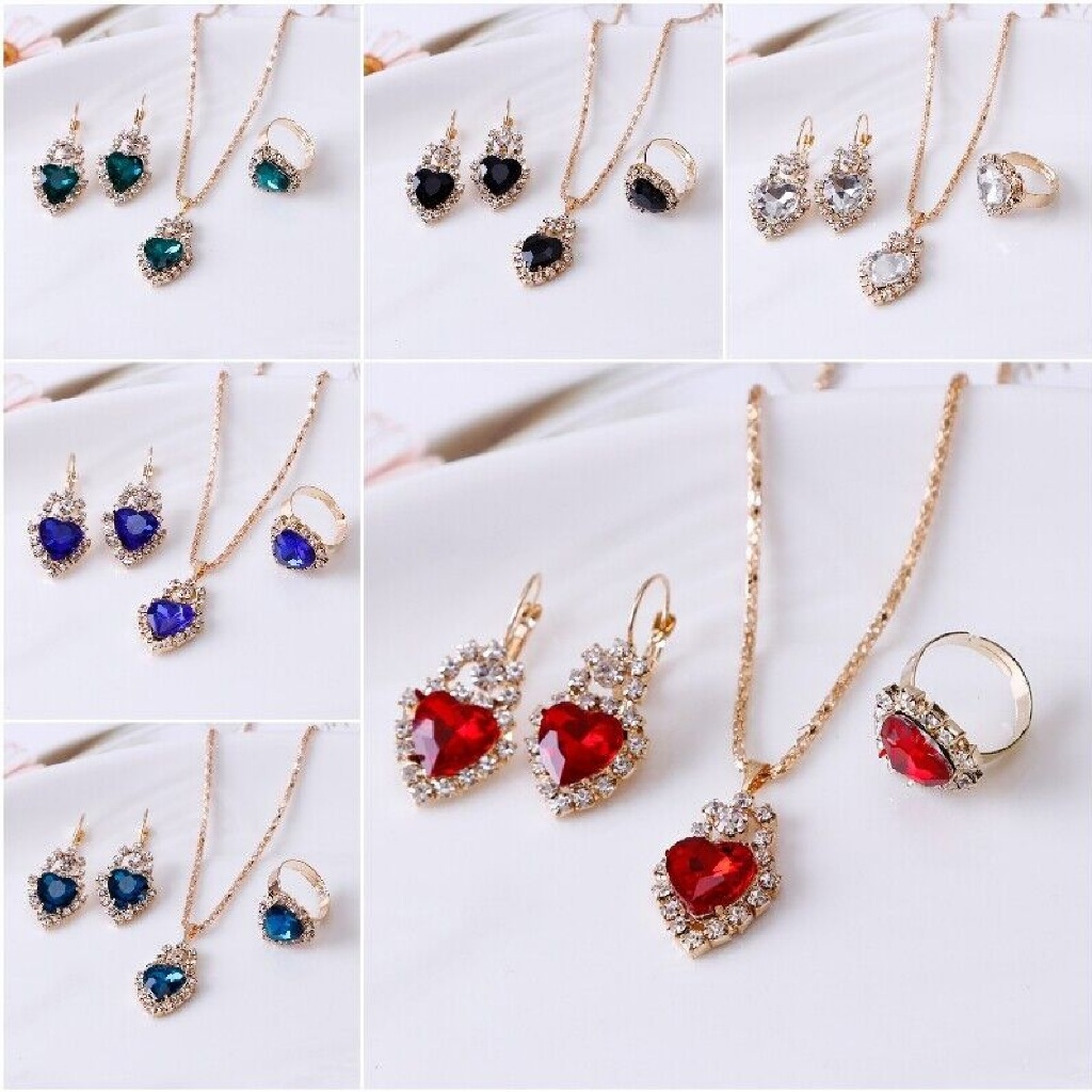 Elegant Lady luxury retro emerald ruby Waterdrop Shiny Rhinestones ...
