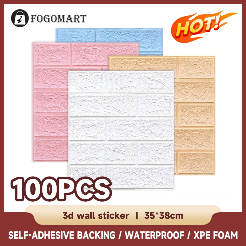100pcs wallpaper sticker 35*38cm DIY Self Adhesive 3D Brick Wall ...