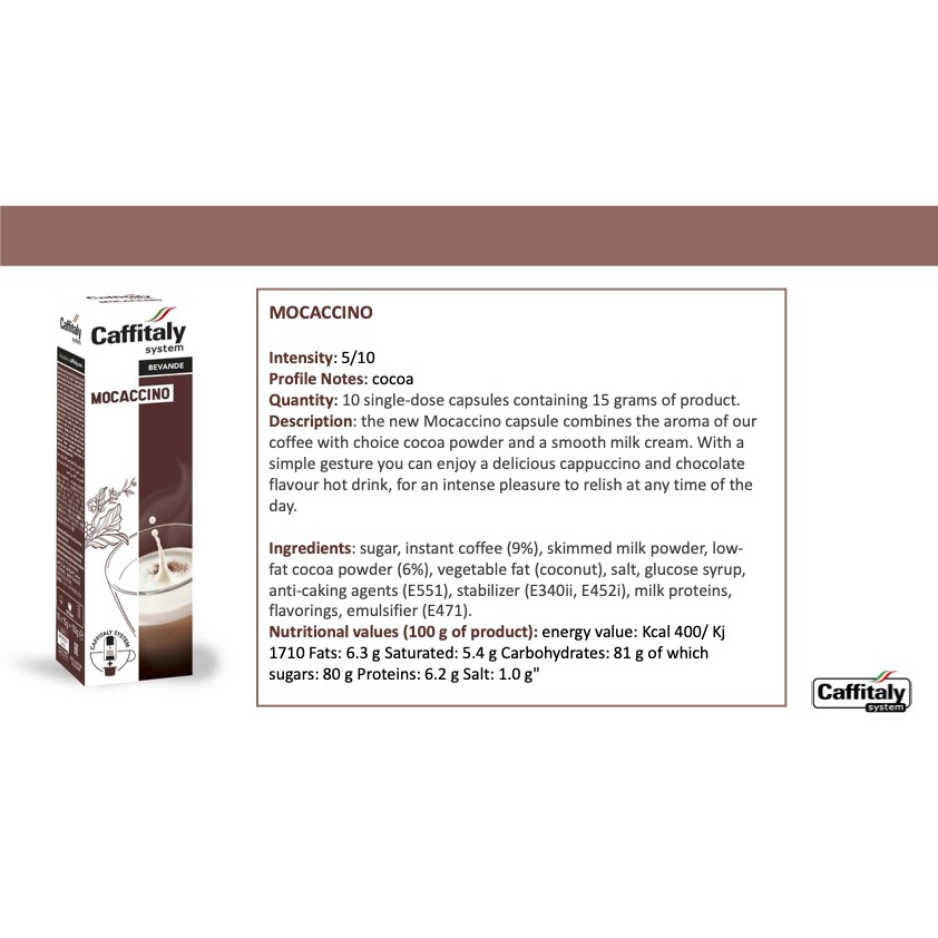 Caffitaly Moccacino Coffee Capsules Chocolate Mocha Compatible with ...