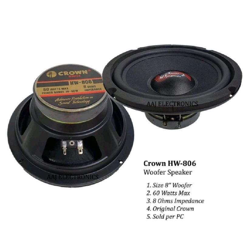 Original Crown Speaker Hw-806 size 8" 60watts | Shopee Philippines