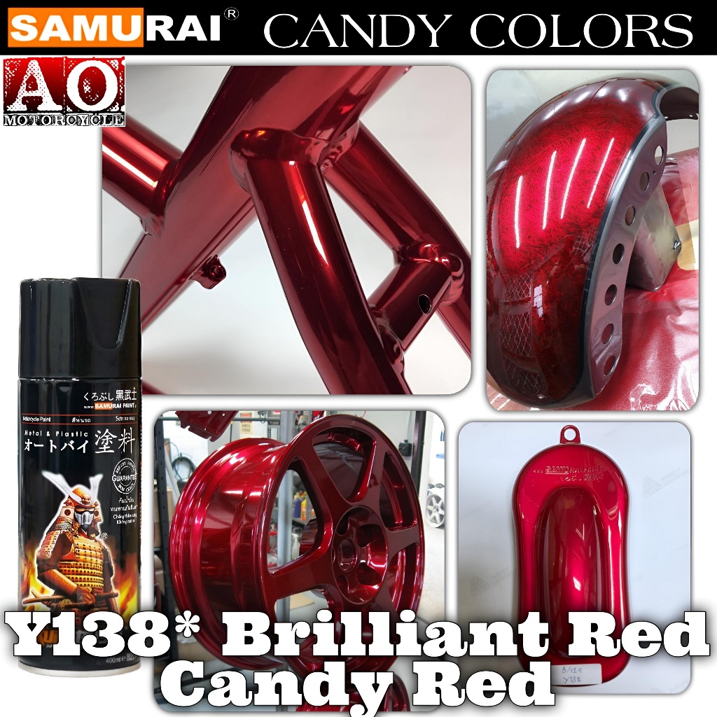 SAMURAI SPRAY PAINT Y138* Brilliant Red Yamaha, Candy Tone Red - Cash ...