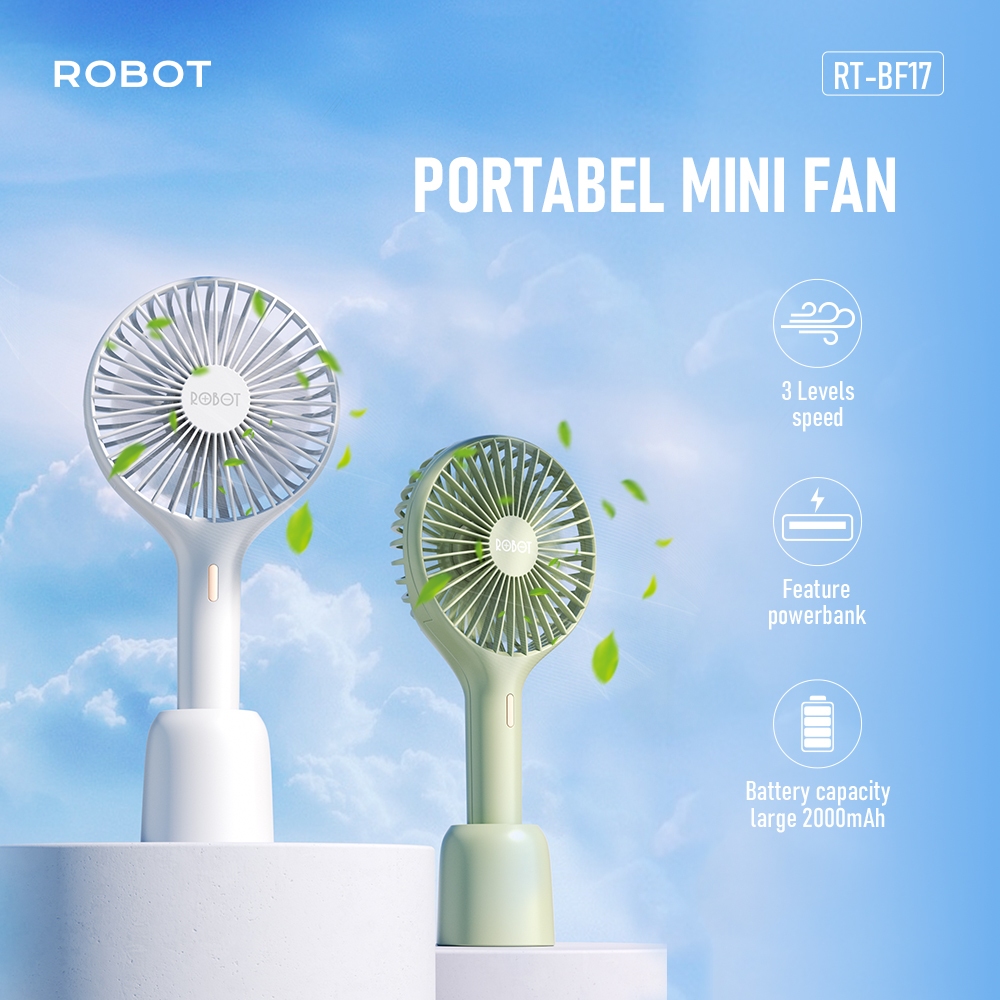 ROBOT RT-BF17 Mini Portable Cooling Strong Wind Fan 3 Speed 2000mAh ...