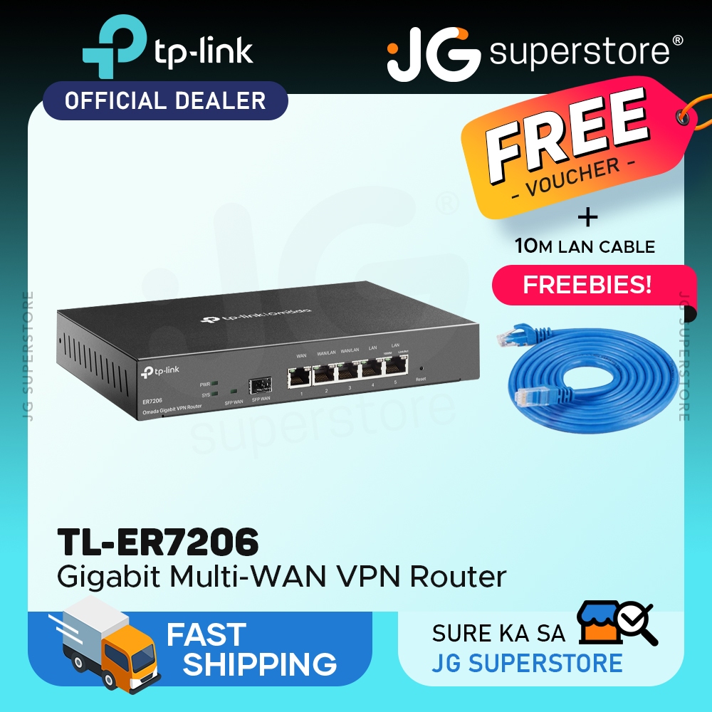 TP-Link TL-ER7206 SafeStream 5 Port Gigabit Multi-WAN VPN Router Hub ...