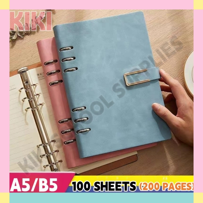 KK A5/B5 Leather Refillable Refill Notebook loose-Leaf Binder Office ...