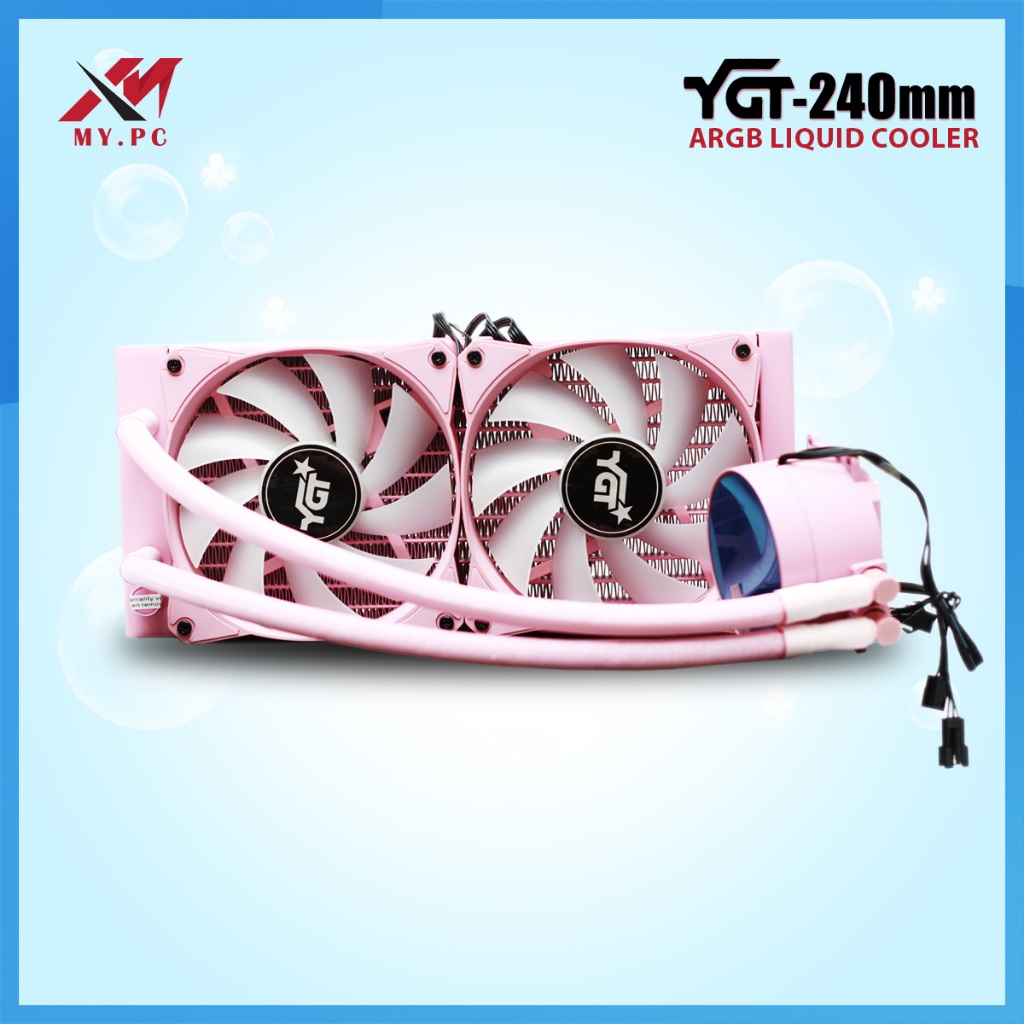 YGT DF-240 Pink CPU Liquid Cooler All-in-one Liquid CPU Cooler with 5v 3PIN Aura Sync RGB ...