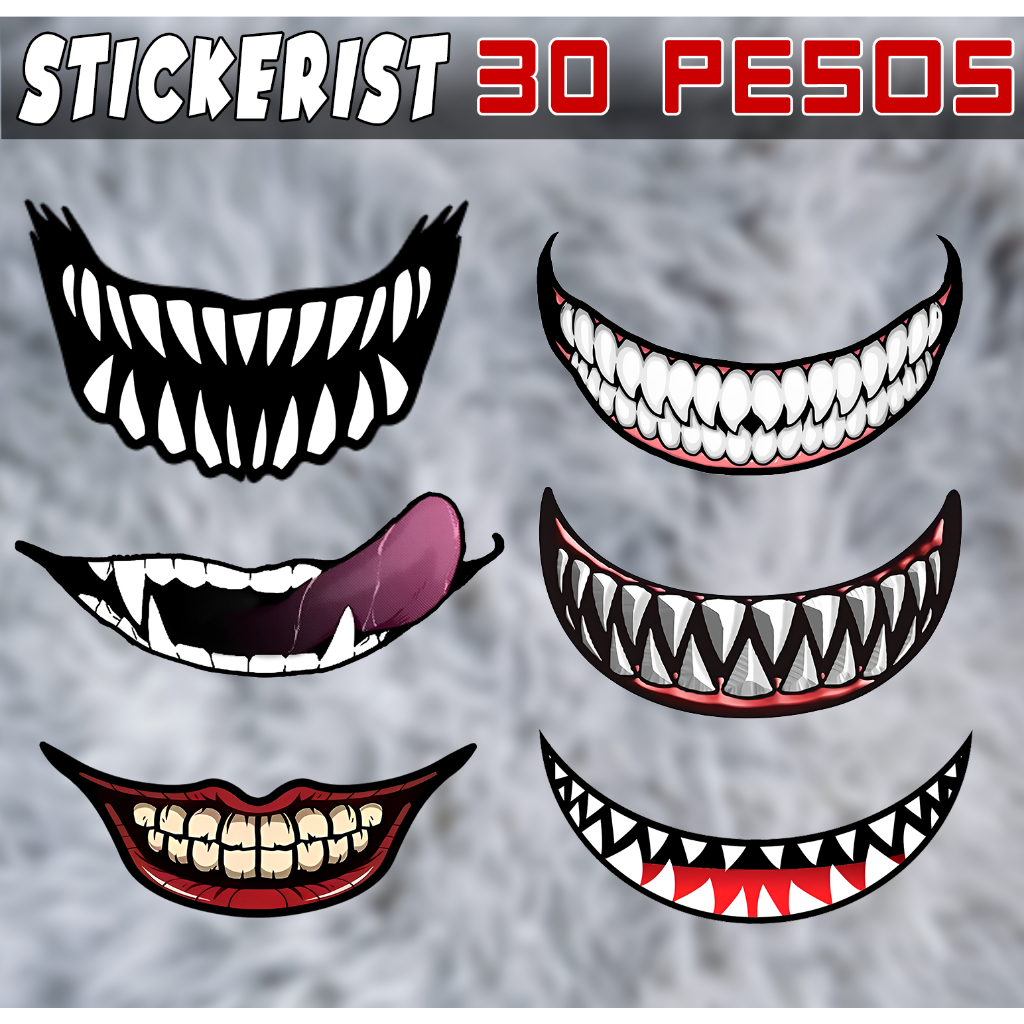 5 inches Scary Devil Tooth Helmet 3D Vinyl Car Stickers Motorcycle ...