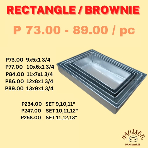 RECTANGLE PAN / BROWNIE MOLDER / RECTANGLE CAKE TRAY / BIBINGKA TRAY ...