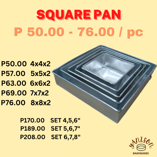 SQUARE PAN / BROWNIE MOLDER / SQUARE CAKE MOLDER Aluminum | Shopee ...