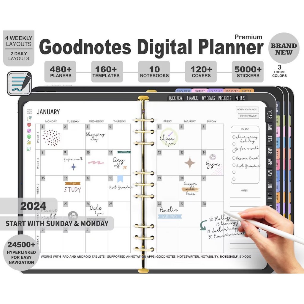 Digital Planner, Undated Digital Planner for iPad & Android, GoodNotes ...