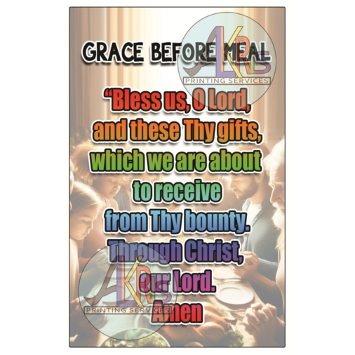 PRAYER CARD FOR KIDS (Angel of God & Grace before meal) Back to back ...