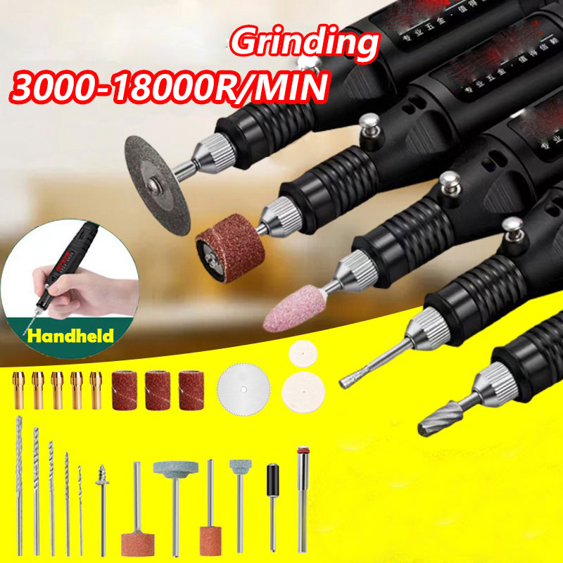 12V DC Mini Electric Drill Set Pen Grinder USB Cable Portable Manicure ...