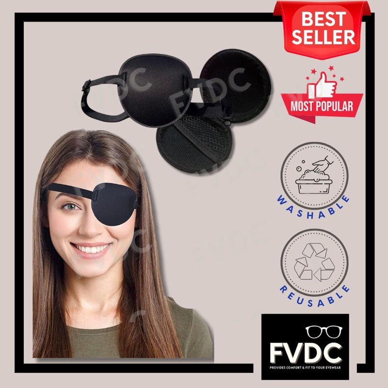 FVDC 3D medical eyepatch - foam contoured adjustable strap, lazy eye ...