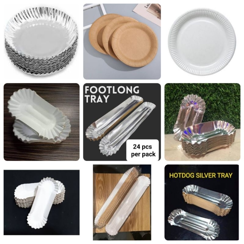 Round - Silver, brown, Laminated , hotdog Paper plates, kikiam ...