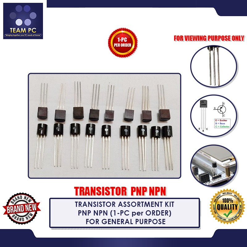TEAM PC TRANSISTOR ASSORTMENT KIT PNP NPN (1-PC per ORDER) FOR GENERAL ...