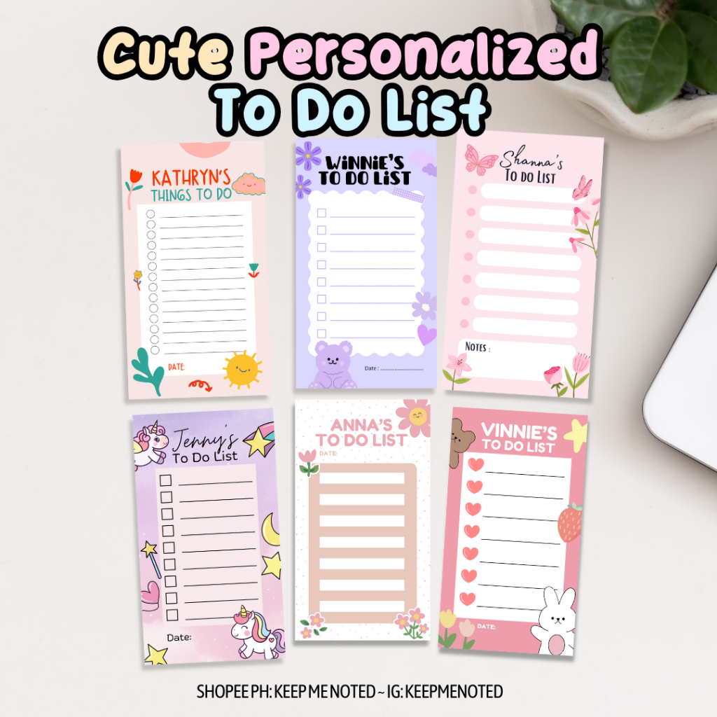 Personalized Cute Modern To Do List Things To Do Notepad Memo Pad Bear Heart Kids Keep Me Noted ...