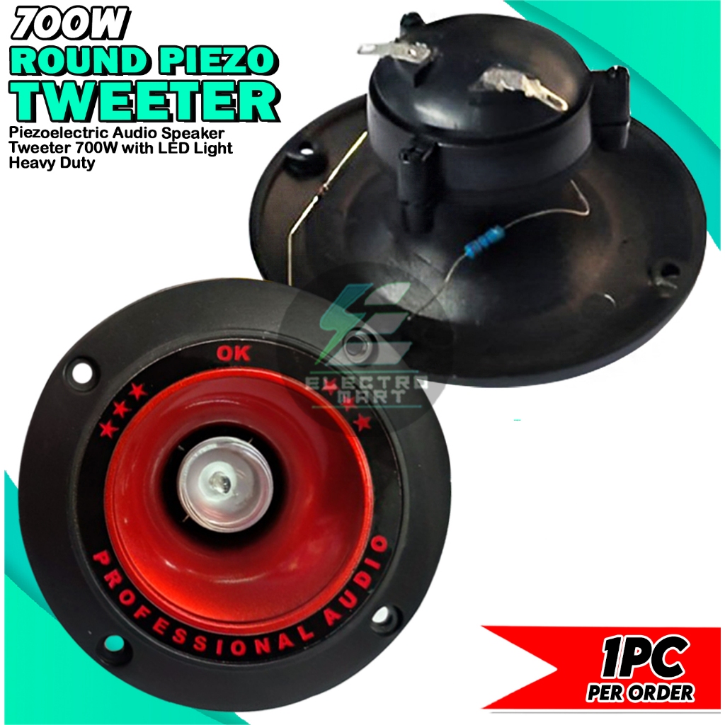 Round Piezo Tweeter 700W With LED Piezoelectric Audio Speaker Tweeter ...
