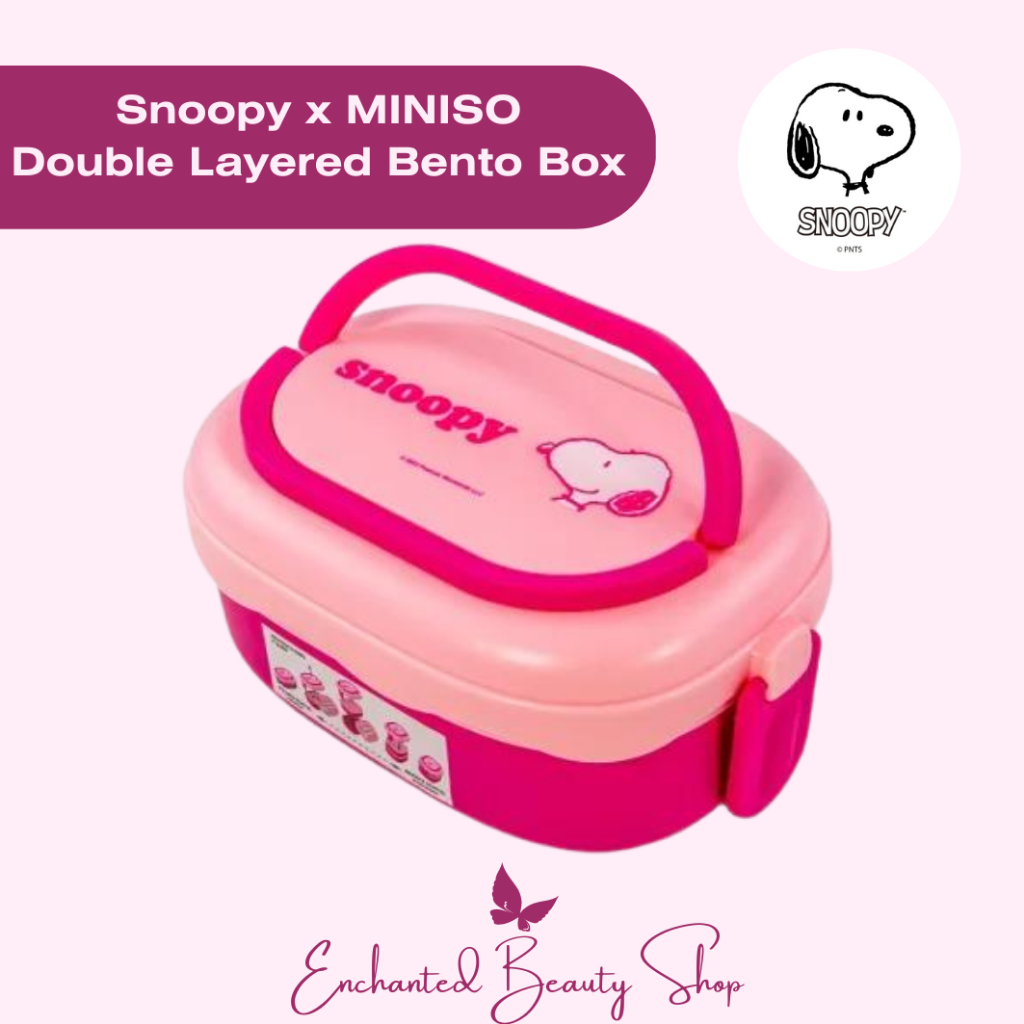 Snoopy x MINISO Double Layered Bento Box 1600mL | Shopee Philippines