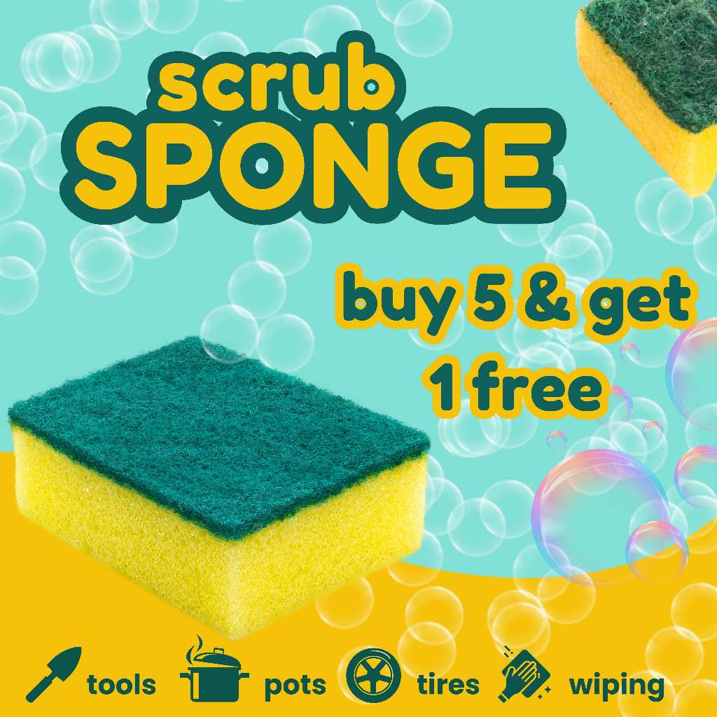 SCRUB SPONGE (BUY 5 & GET 1 FREE) | Shopee Philippines