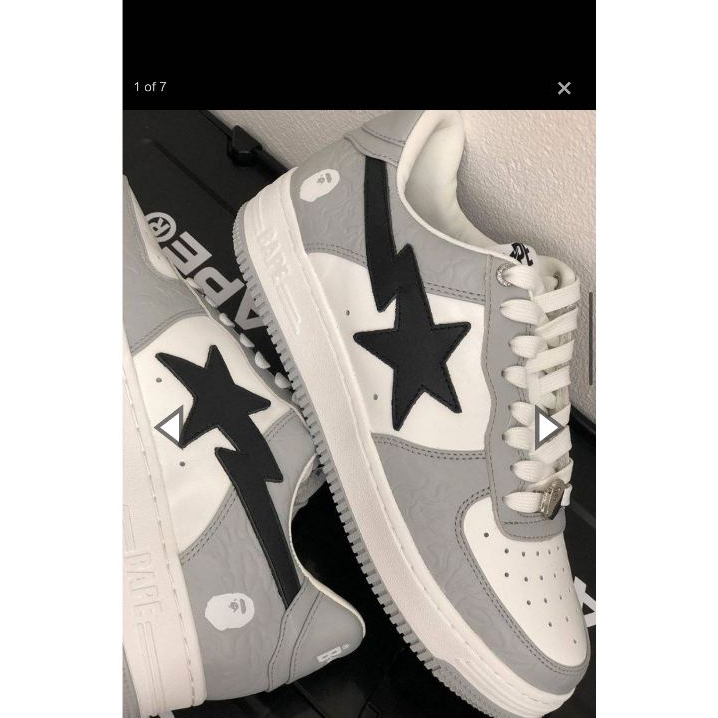 Fashion Bape Star Shoes Ape Man Head Black White Glossy Low Cut Sneaker ...