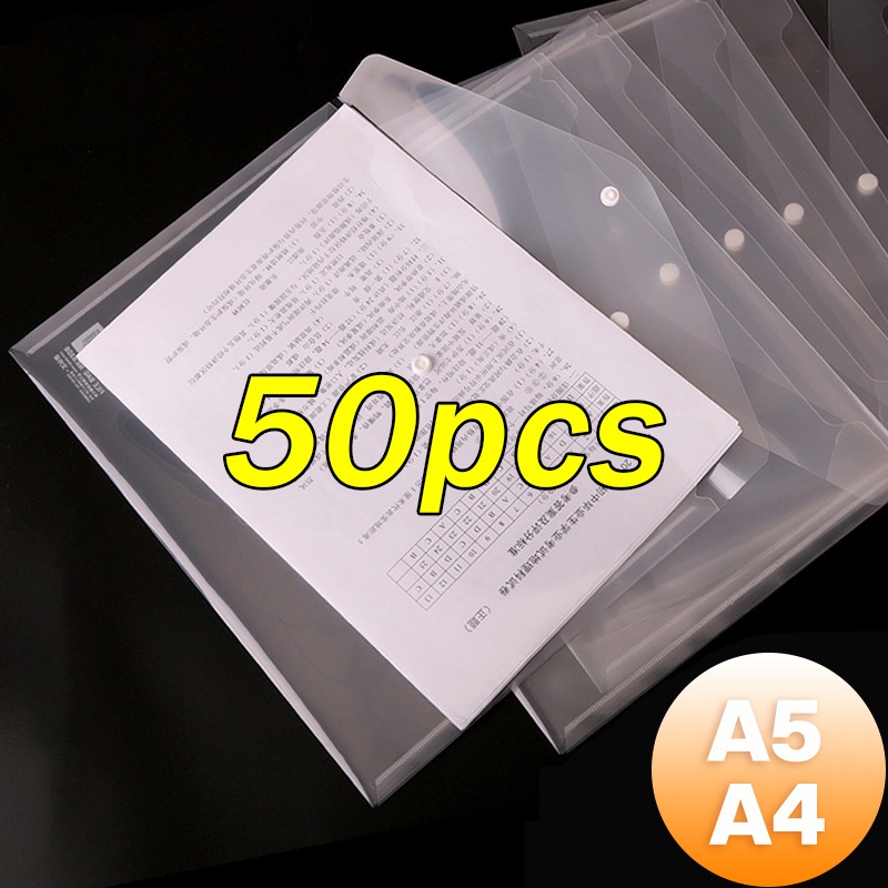 HGS 50pcs/20pcs Transparent PP File Storage Bag A4/A5 Business Big ...