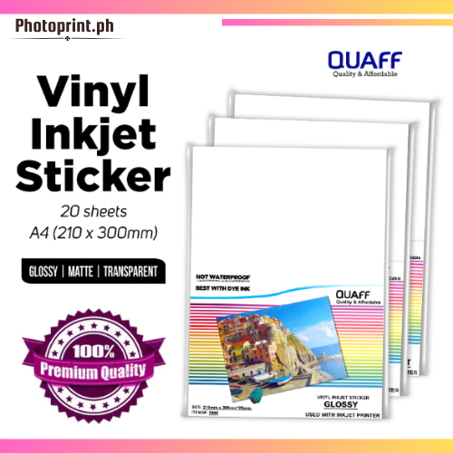QUAFF Vinyl Inkjet Printable Sticker for Label Sticker - 20 Sheets Pack ...