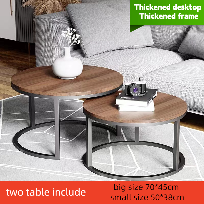 F&G Tea table Round Combination Of Steel Wood Coffee Table Home Simple ...