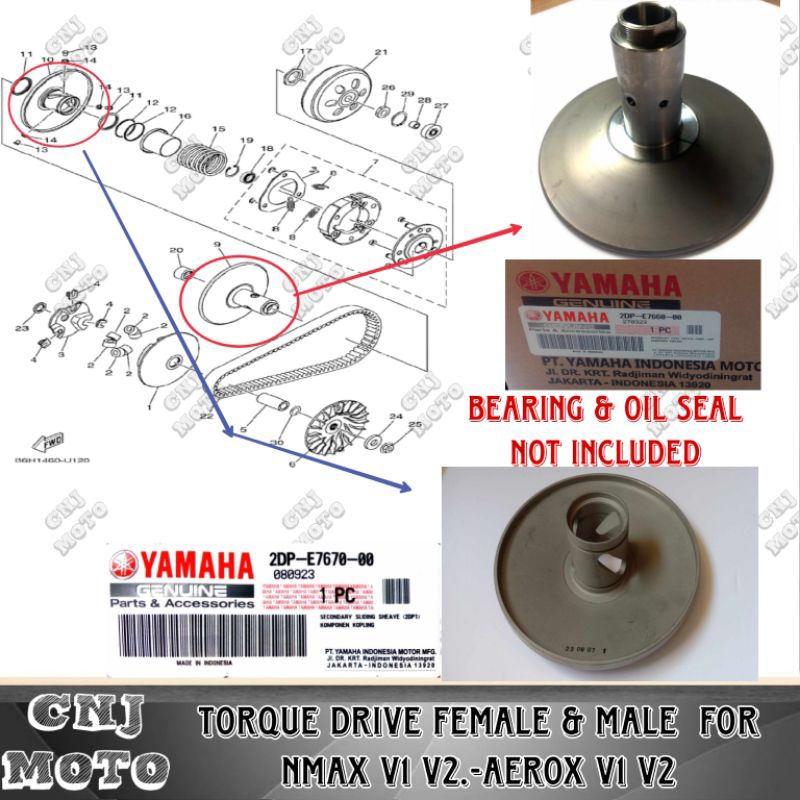 TORQUE DRIVE FEMALE & MALE FOR NMAX V1-V2 / AEROX V1-V2 sold per piece | Shopee Philippines