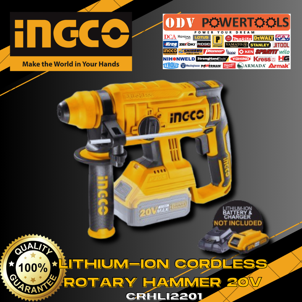 Ingco CRHLI2201 20V Industrial Lithium-Ion Cordless Rotary Hammer Unit ...