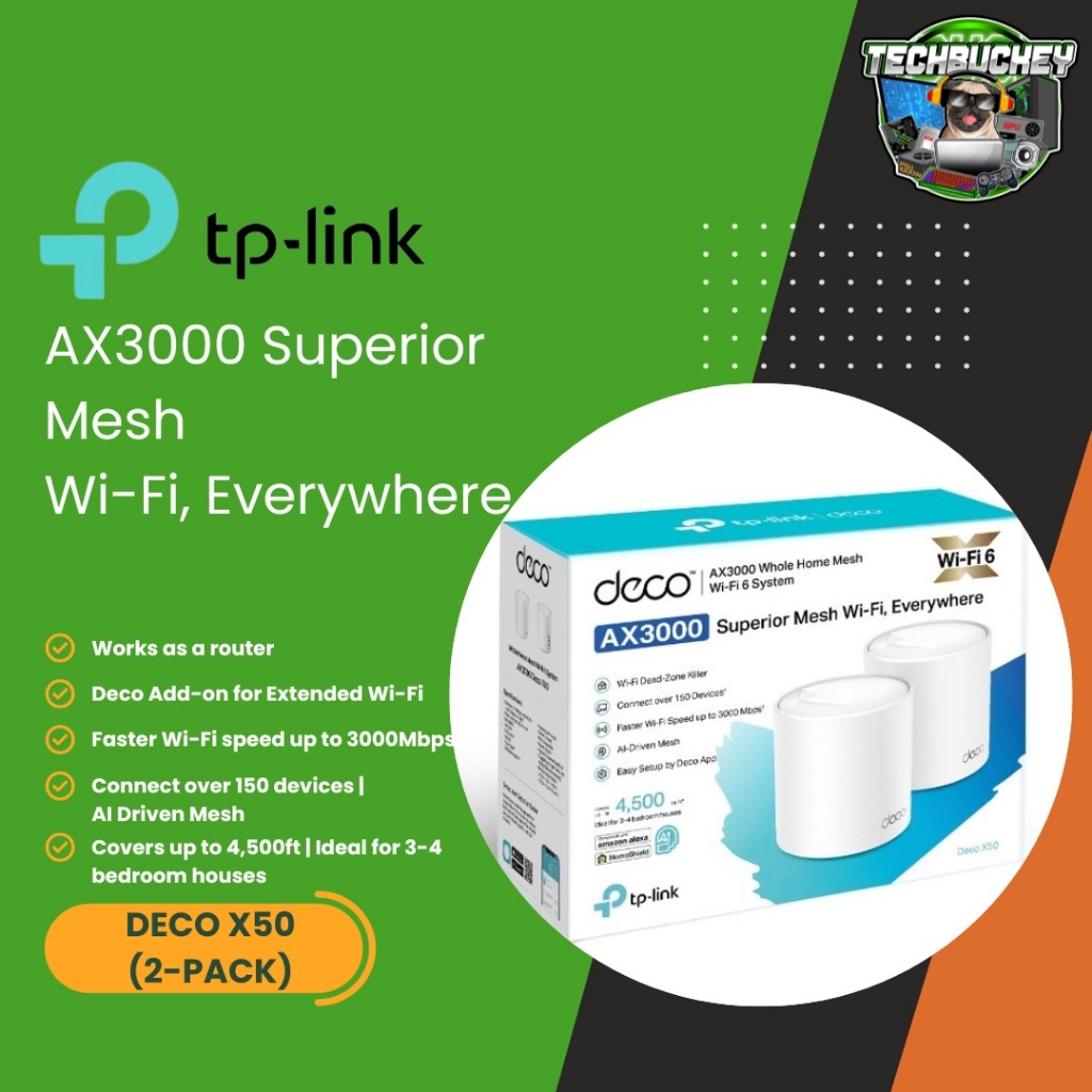 TP-Link Deco X50 (2-Pack) AX3000 Whole Home Mesh WiFi 6 | Shopee ...